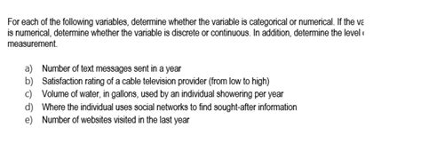 Solved For Each Of The Following Variables Determine Chegg
