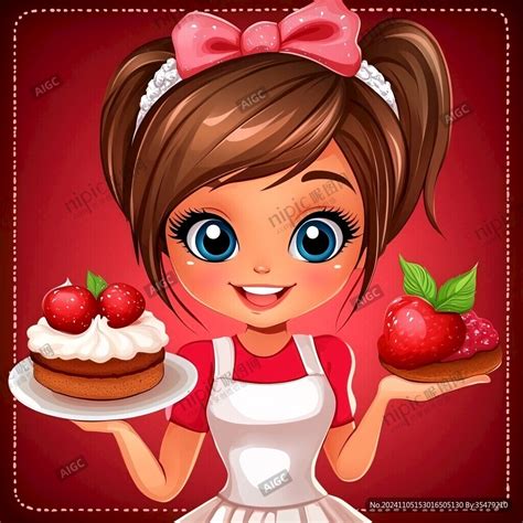 Ai创作图卡通人物草莓蛋糕甜品 手绘站在草莓前的女孩 草莓卡通女孩 卡通草莓小女孩 做蛋糕女生插画设计 卡通小女孩草莓背景 卡通草莓女孩 甜品店里的女孩 糖果店女孩 手绘草莓女孩 卡通女孩美食
