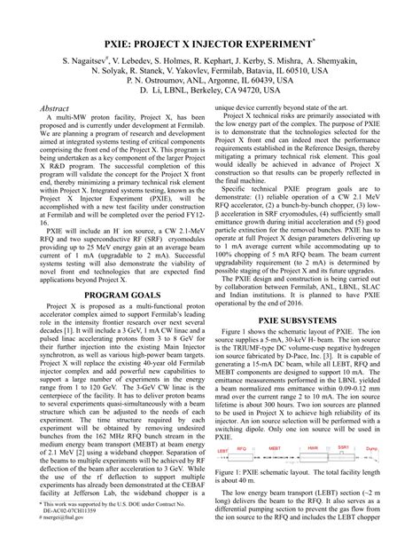 Pdf Pxie Project X Injector Experiment