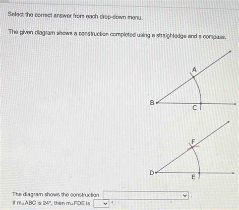 solved select the correct answer from each drop down menu the given