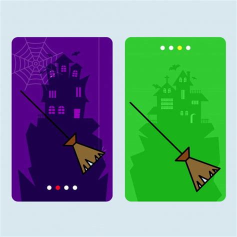 빗자루 벡터와 해피 할로윈 초대장 디자인 Eps Uidownload