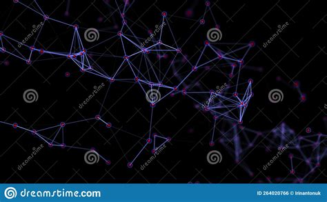 Network Connection Technology Abstract Blue Structure With Points And Lines 3d Rendering Stock