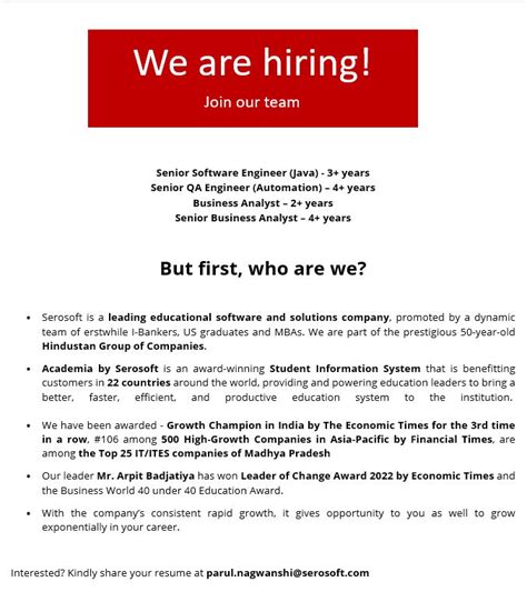 Parul Nagwanshi On Linkedin Hiring Javadeveloper Automationtester Businessanalyst…