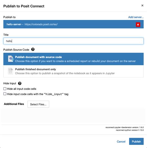 Posit Connect Documentation Version 2024090 Publishing From Jupyter Notebook