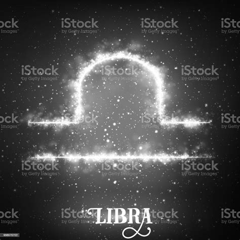 벡터의 빛나는 별과 공간 어두운 배경에 추상 조디악 로그인 천칭 자리 천칭 자리 조디악 기호의 형태로 성운입니다 추상적인 빛나는 조디악 로그인 천칭 자리은 비늘 그리스어