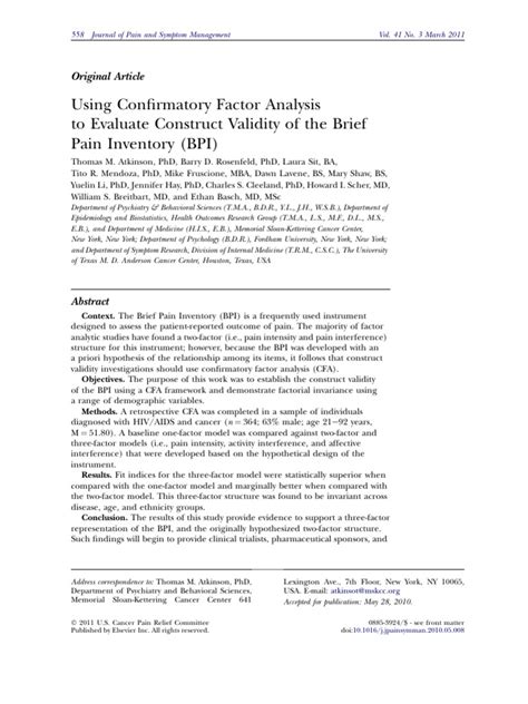 Using Confirmatory Factor Analysis To Evaluate Con Pdf Medicine