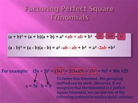 PPT Factoring Perfect Square Trinomials And The Difference Of Squares PowerPoint Presentation