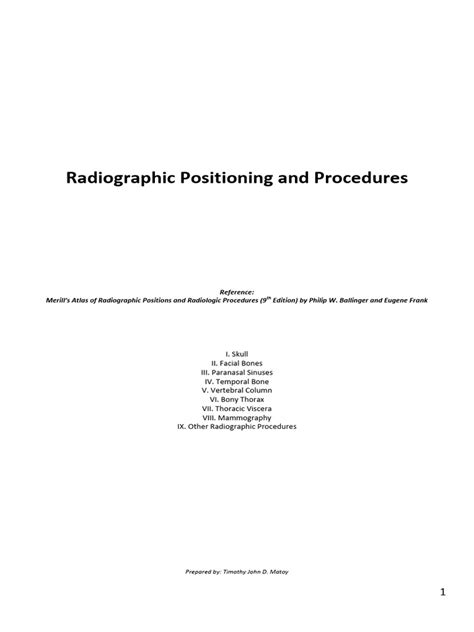 Review Notes Radiographic Positioning And Radiologic Procedures Ii
