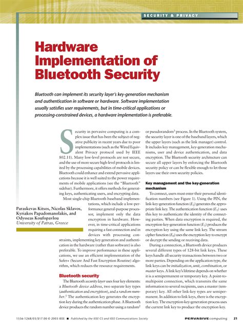 PDF Hardware Implementation Of Bluetooth Security