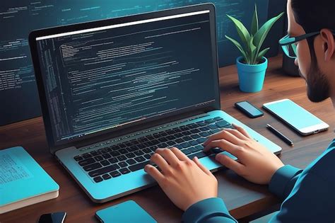 Hand Coding Concept Illustration Premium Ai Generated Image
