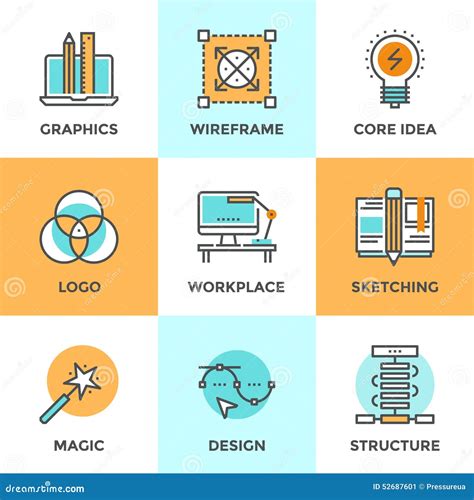 Design Development Line Icons Set Stock Vector Illustration Of Computer Draw 52687601