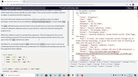 Tutorial 7 Use The Map Method To Extract Data From An Array Freecodecamp Youtube