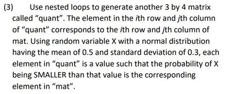 Solved 3 Use Nested Loops To Generate Another 3 By 4