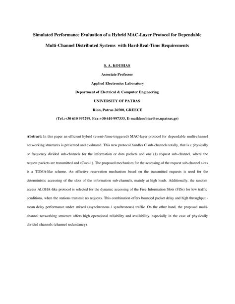 Pdf Simulated Performance Evaluation Of A Hybrid Mac Layer Protocol