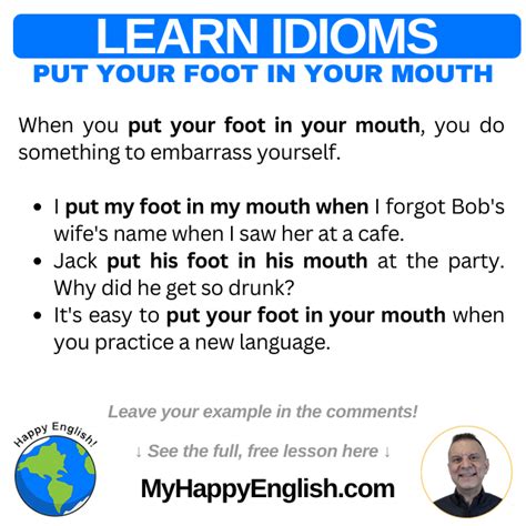 idiom put his foot in his mouth pictures