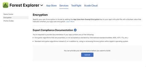 determine and upload export compliance documentation manage app information app store
