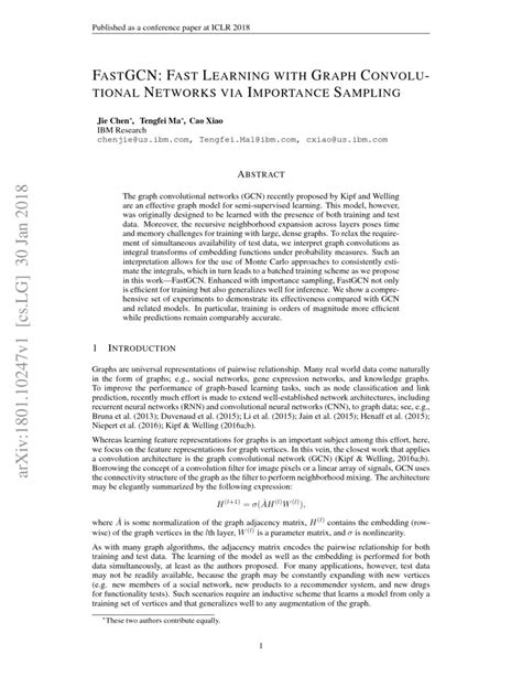 Fastgcn Fast Learning With Graph Convolutional Networks Via Importance