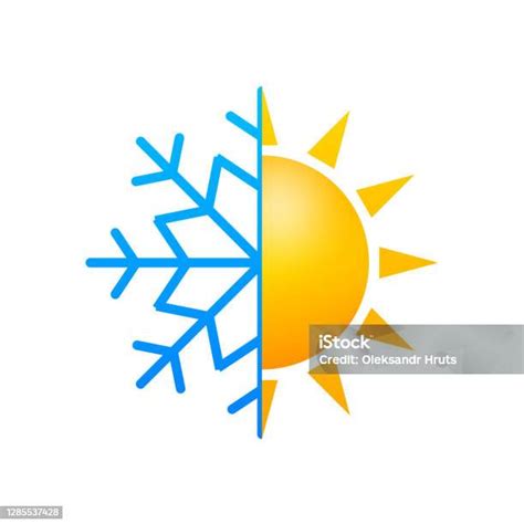 기후 변화 태양과 눈송이의 상징 벡터 스톡 일러스트레이션 열 개념에 대한 스톡 벡터 아트 및 기타 이미지 열 개념 차 태양 하늘 Istock