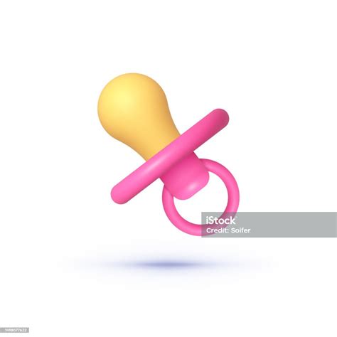 흰색 배경에 3d 스타일의 아기 젖꼭지 격리 된 벡터 그림 3d 만화 젖꼭지에 대한 스톡 벡터 아트 및 기타 이미지 젖꼭지 3차원 형태 컷아웃 Istock