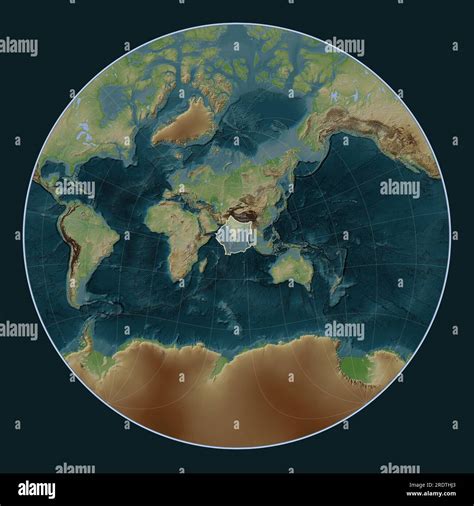Indian Tectonic Plate On The Wiki Style Elevation Map In The Lagrange Oblique Projection
