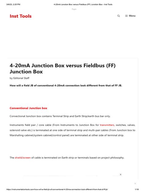 03 4 20ma Junction Box Versus Fieldbus Ff Junction Box Inst Tools
