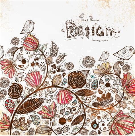 손으로 그린 꽃 벡터 배경 아트 Eps Ai Uidownload
