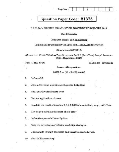 cs2201 data structures nov dec 2015 question paper university