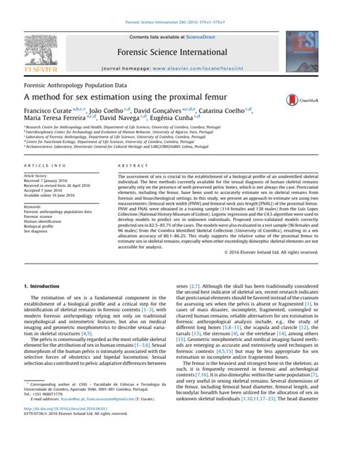 Curate Et Al 2016 A Method For Sex Estimation Femur Pdf Receiver Curate Et Al 2016 A Method For Sex Estimation Femur Pdf Receiver