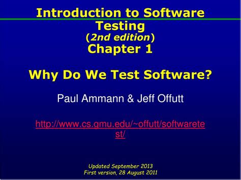 ppt introduction to software testing 2nd edition chapter 1 why do we test software