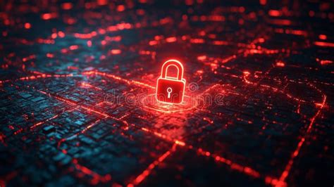 Lock Symbol Over A Digital Map Representing Cybersecurity And Data