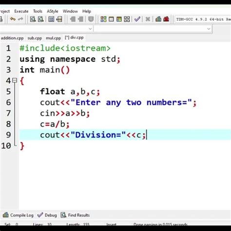 simple division program of c language coding education c