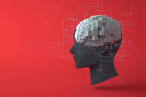 创意概念ai数字艺术 机器学习科技3d渲染红色背景人头轮廓神经网络脑部模型插画 Ai图片免费下载 Png格式 4032像素 编号72100075 千图网