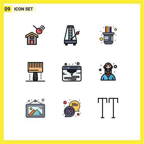 Stock Vector Icon Pack Of 9 Line Signs And Symbols For Programing Development Sound Design Scale