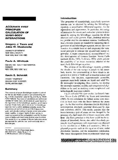 Pdf Accurate First Principles Calculation Of Many Body Interactions