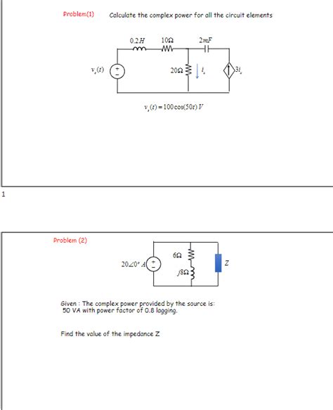 Solved Problem 1 Calculate The Complex Power For All The Chegg Com