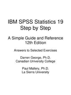 SPSS Statistics 19 Step By Step Answers To Selected Exercises Spss
