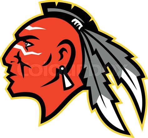 Mohawk Indian Brave Side Mascot Stock Vector Colourbox