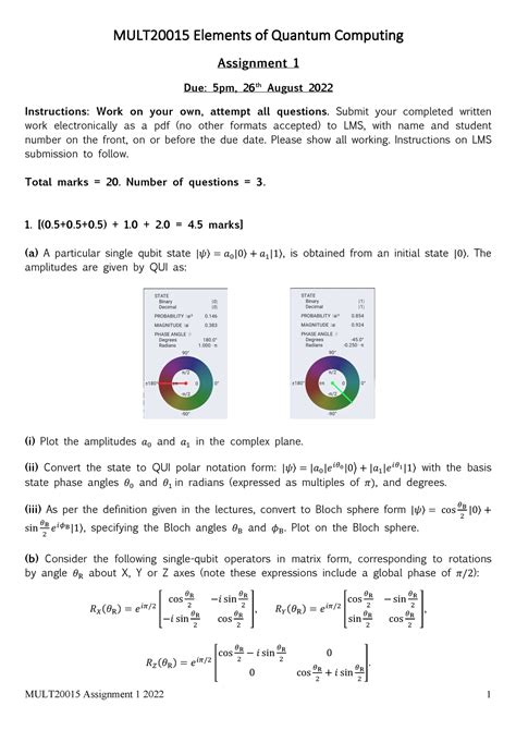 Mult2001 5 Assignment 1 2022 Lms Mult20015 Assignment 1 2022 Mult 20015 Elements Of Quantum