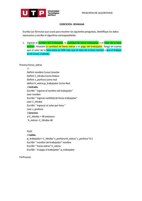 Principio De Algoritmos Estructura Ejercicios Semana Convertido PRINCIPIOS DE ALGORITMOS