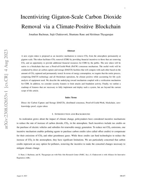 Incentivizing Gigaton Scale Carbon Dioxide Removal Via A Climate Positive Blockchain Deepai
