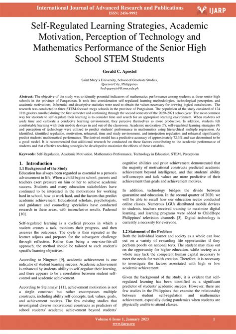 Pdf Self Regulated Learning Strategies Academic Motivation Perception Of Technology And