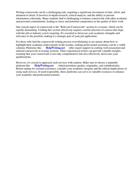 Relevant Coursework Section Resume Pdf Résumé Cookie