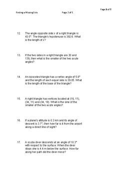 Trig Basic Word Problems Version D By Barry Tutoring Handouts
