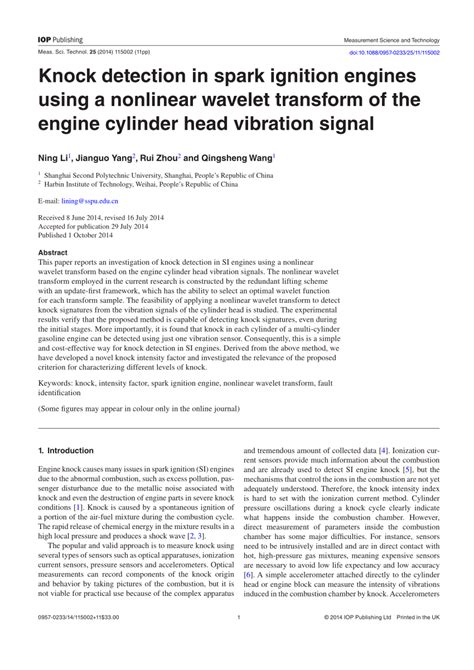 Knock Detection In Spark Ignition Engines Using A Nonlinear Wavelet