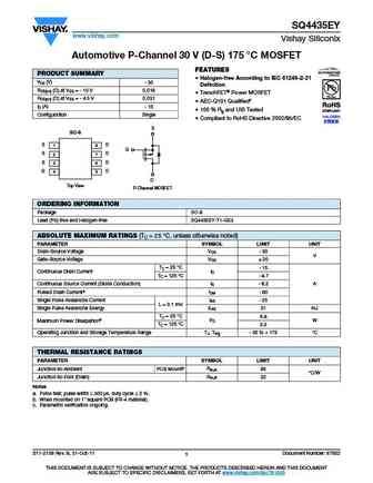 4435 Datasheet Mosfet P Ch 30v 8a Full Specification With Pinout