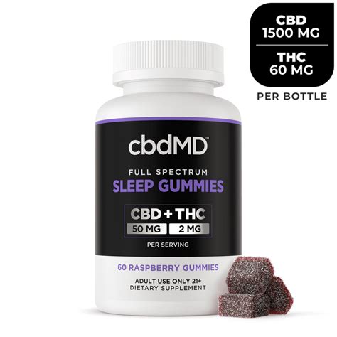 Cbdmd Sleep Cbd Gummies Full Spectrum Raspberry 60ct 60mg Thc 1500mg Cbd Cbd Market