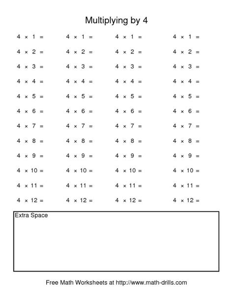 4s Times Tables Free Worksheet Free Printable