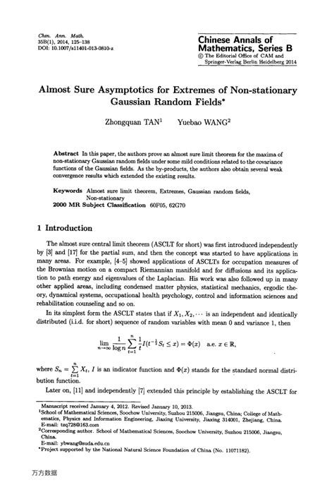 Pdf Almost Sure Asymptotics For Extremes Of Non Stationary Gaussian