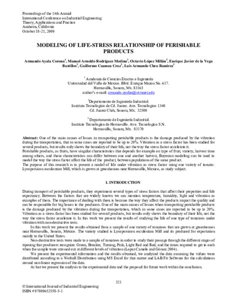 Pdf Modeling Of Life Stress Relationship Of Perishable Products