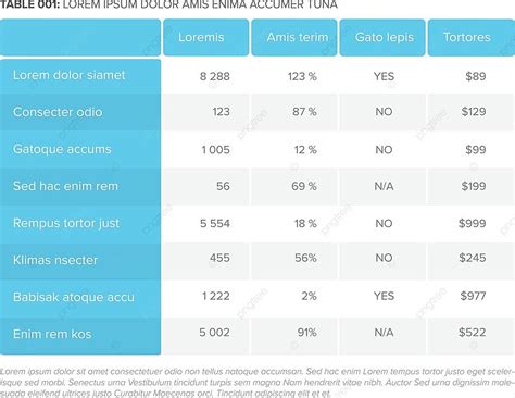 Simple Stylized Data Table Layout Template Infograph Background Style Vector Infograph